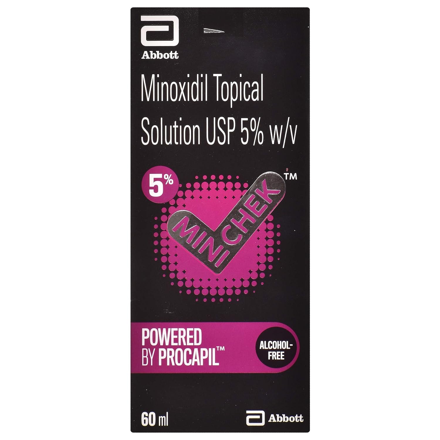 Abbott Minichek 5% Topical Solution (60ml) for Hair Regrowth & Less ...