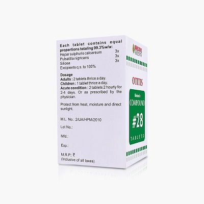 Bakson Homeopathic Compound No 28 (Otitis) (100 Tablets) For Relieves ...